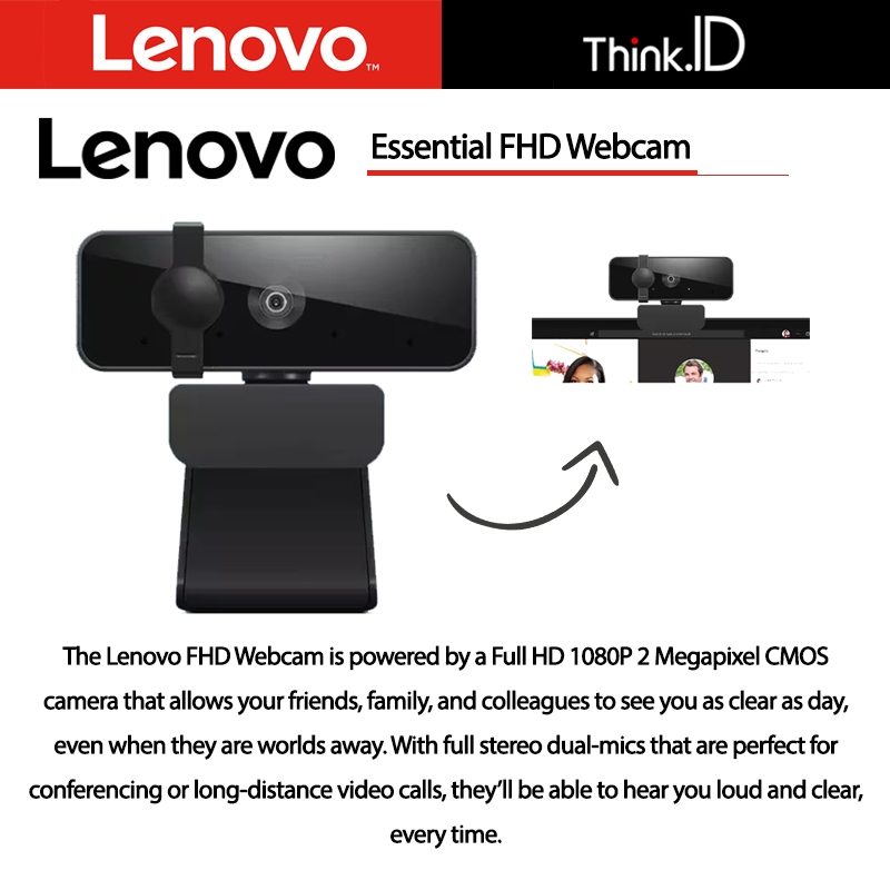 Jual Lenovo Essential FHD Webcam 4XC1B34802 | Shopee Indonesia