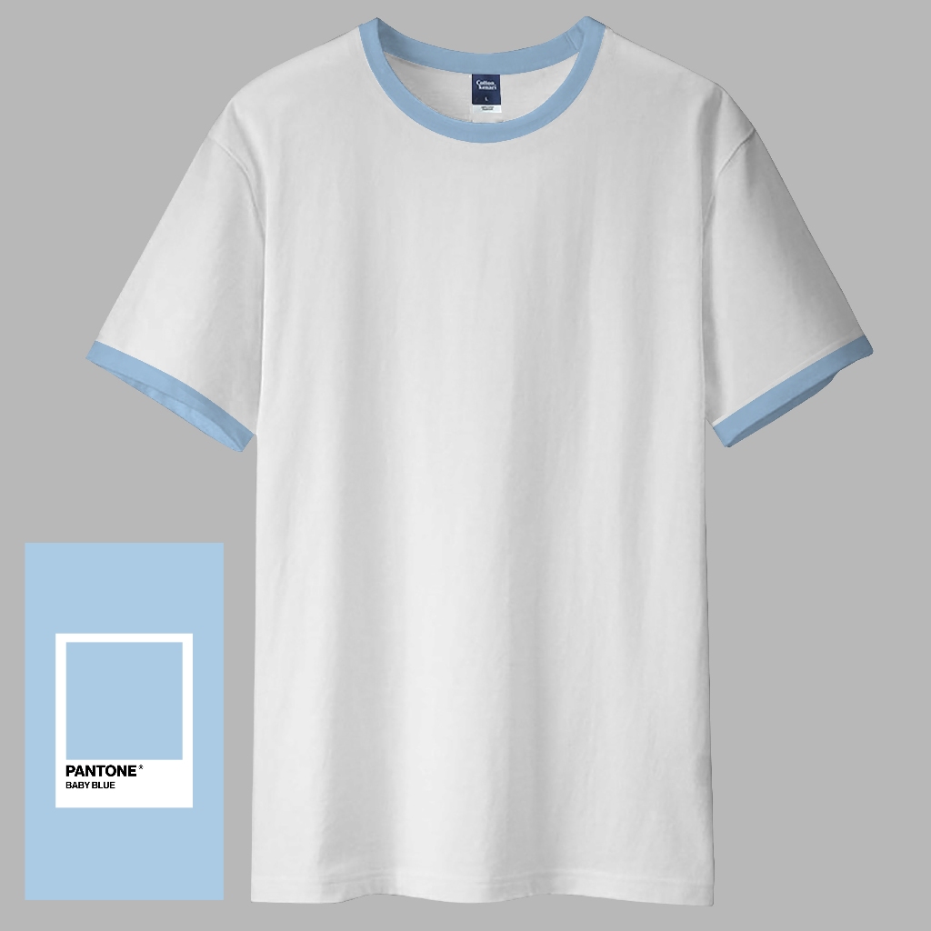 Jual KAOS RINGER TEE - WHITE BABY BLUE ( KAOS POLOS RINGER TEE - COMBED 24s SUPERSOFT COTTON ...