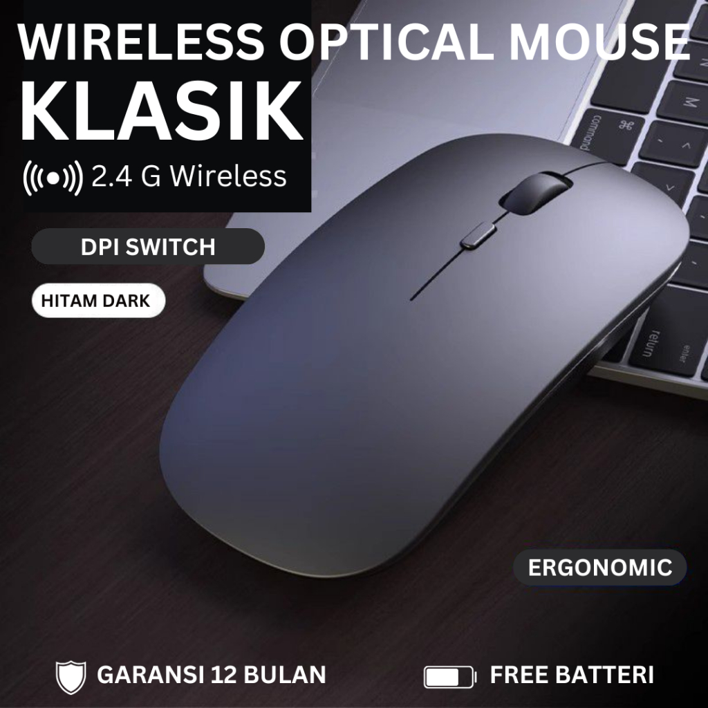 Jual Mouse wireless gaming murah slim 2.4Ghz - Putih/hitam/wireless ...
