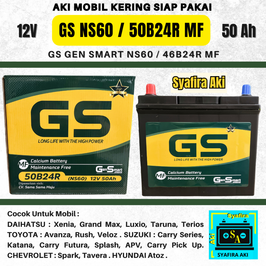 Jual Aki Mobil Avanza G / Veloz, Terios,Xenia,Rush,GrandMax GS MF NS60 Aki Kering 12V 45Amper ...