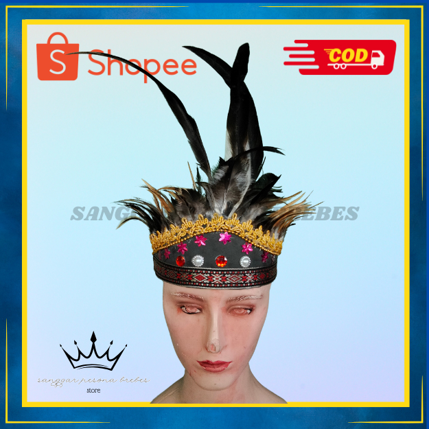 Jual MAHKOTA BULU HITAM PREMIUM KHAS DAYAK/ TOPI MEWAH ADAT DAYAK KHAS ...