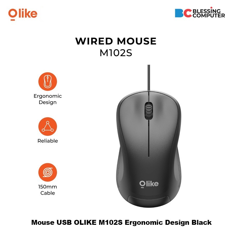 Jual Mouse USB OLIKE M102S Ergonomic Design Black | Shopee Indonesia