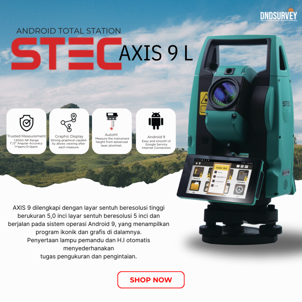 Jual Total Station Stec Axis 9 L Akurasi 2 Detik 2 Layar Berbasis Android | Shopee Indonesia
