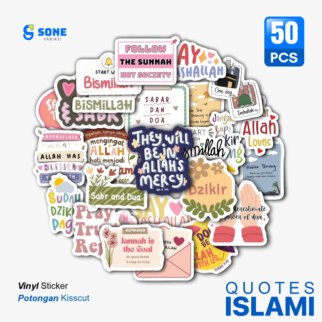 Jual Stiker Sticker Quotes Islami Aesthetic Paper Vinyl Anti Air ...