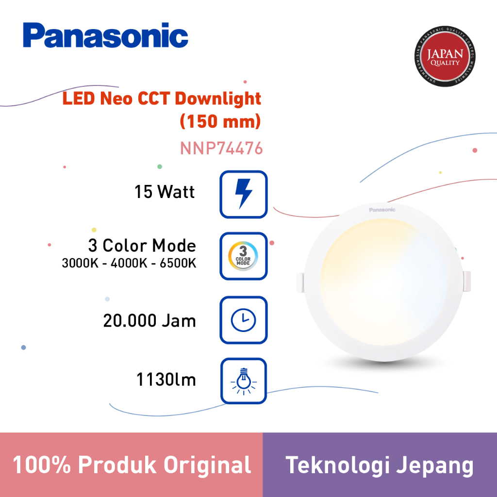 Jual Panasonic Lampu Downlight LED Neo CCT Slim Tricolor 15W Dia 150mm | Shopee Indonesia