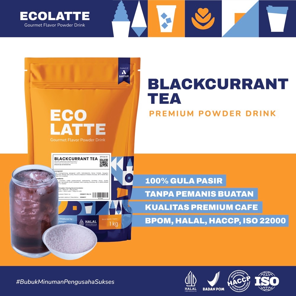 Jual [TEA] ECOLATTE BLACKCURRANT TEA 1 KG PREMIUM Powder Drink Bubuk ...