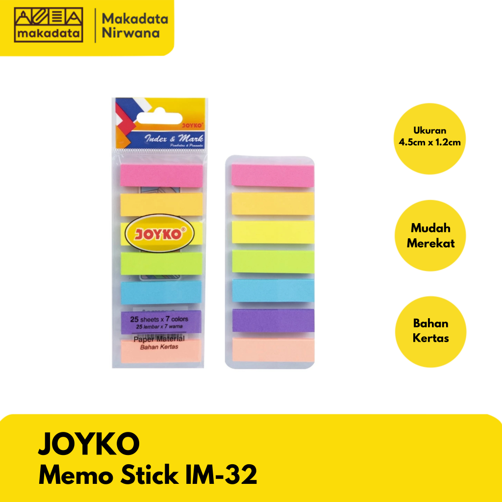 Jual JOYKO MEMO STICK / STICKY NOTE IM-32 7 WARNA (1 PACK) | Shopee ...