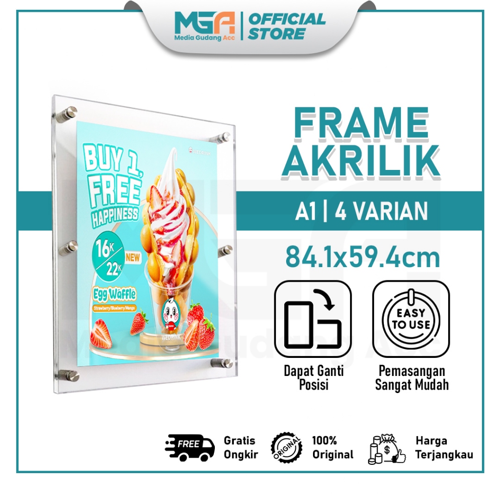 Jual FRAME AKRILIK DINDING A1 / FRAME POSTER / BANNER / FOTO / DISPLAY ...