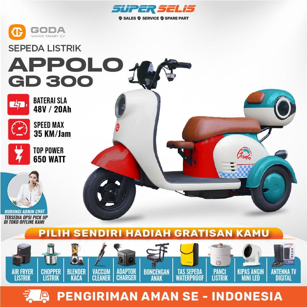Jual Sepeda Listrik GODA 300 GOLDEN APOLLO 48V 20AH Selis Garansi Resmi | Shopee Indonesia