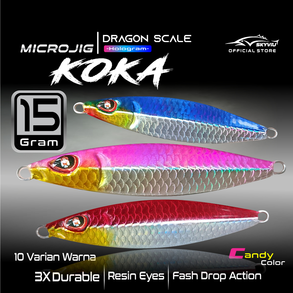 Jual GROSIR - Micro Jig 15 Gram SKYVIU KOKA Hologram Sisik Umpan Jigging Casting Lure 15g Metal ...