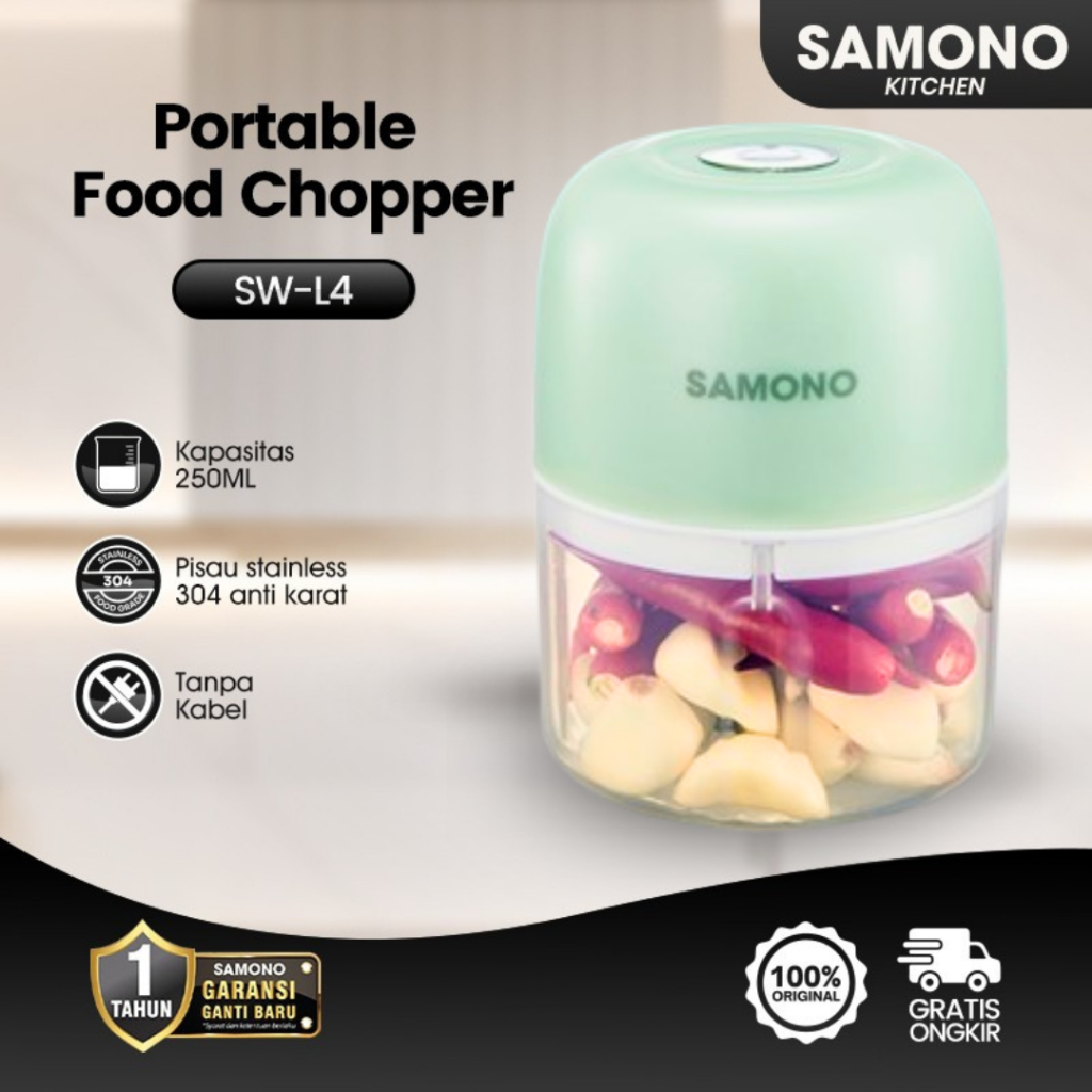 Jual SAMONO Chopper Portable 250ml Charge 2 Pisau SW-L4 Chopper ...