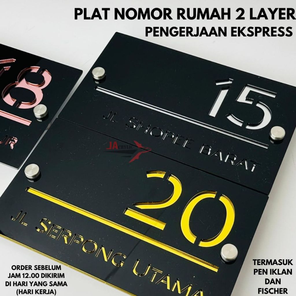 Jual NOMOR RUMAH AKRILIK CUSTOM 2 LAYER / PLAT NOMOR RUMAH AKRILIK ...