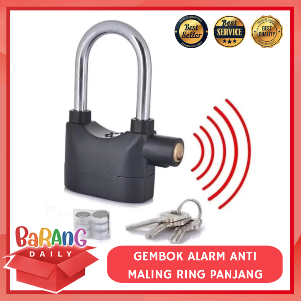Jual GEMBOK ALARM RING PANJANG ANTI MALING / GEMBOK LOCK ALARM TAHAN ...