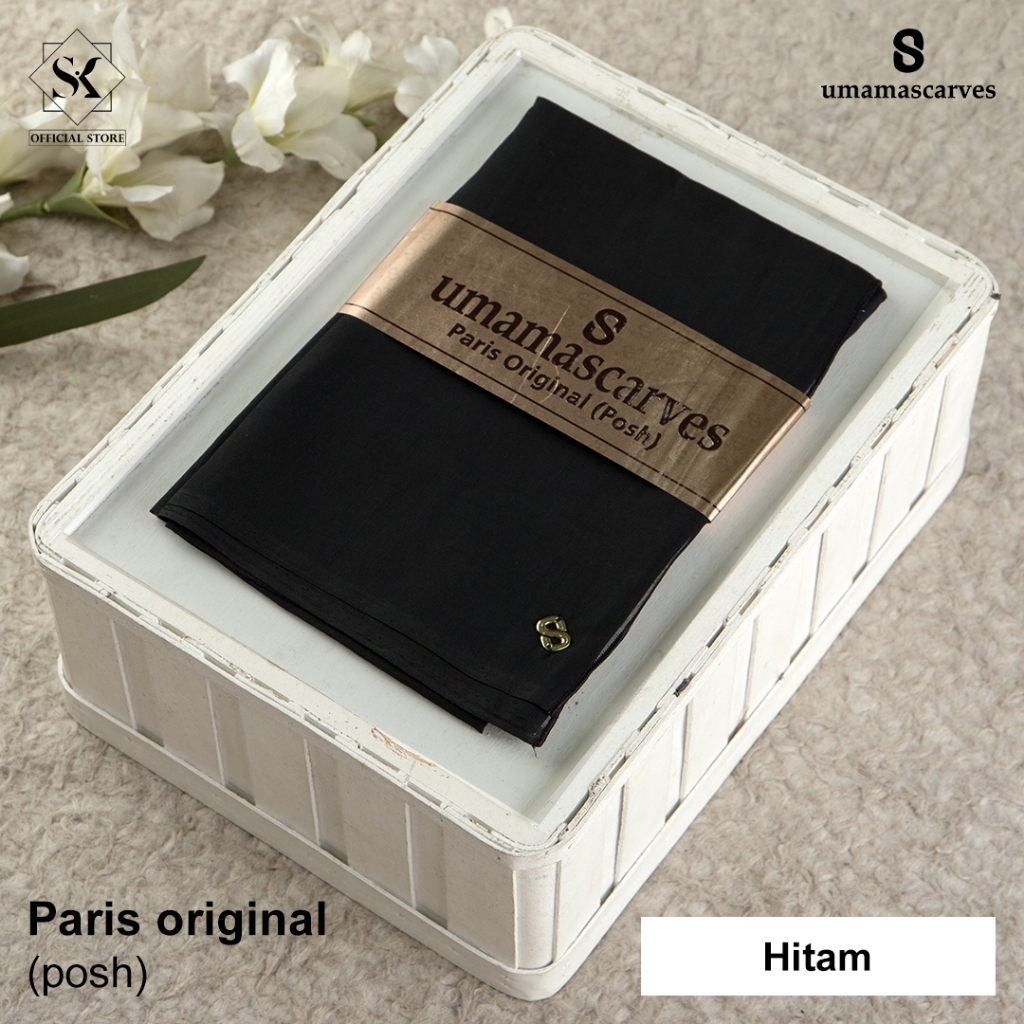 Jual KHUSUS HITAM Umamascarves Paris Original Metal Logo S 110cm Hijab ...