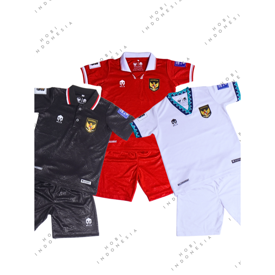 Jual Jersey Timnas Indonesia Mills Anak Putih Hitam Merah Home Away ...