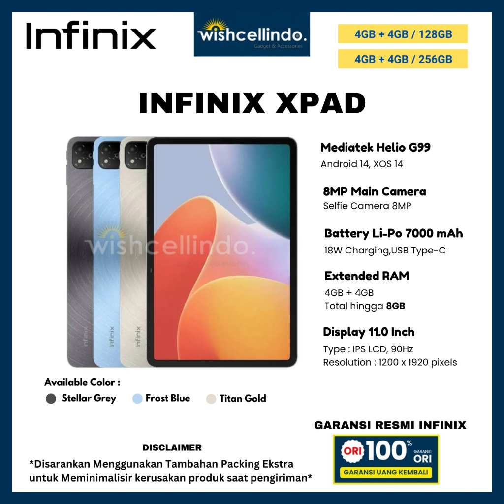 Jual TAB INFINIX XPAD 4GB/256GB,XPAD 4GB/128GB (GARANSI RESMI INFINIX 1 ...