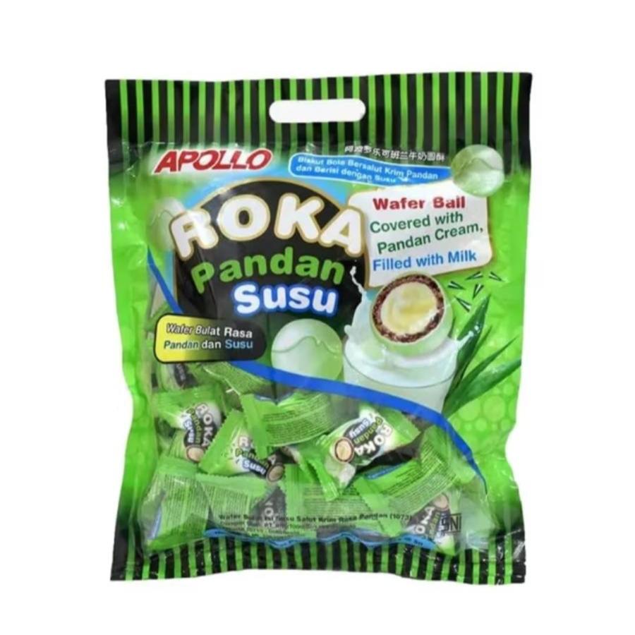 Jual APOLLO ROKA Wafer Ball Isi 50 Pcs 250g Pandan Susu snack LEBARAN ...