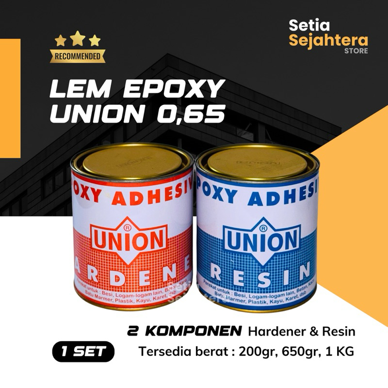 Jual UNION Lem Epoxy 1300 gram per set Lem Kuat Besi Logam Kayu Karet ...