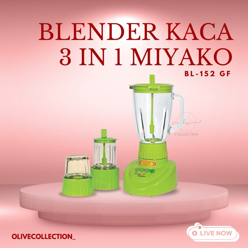 Jual MIYAKO BLENDER KACA 3 IN 1 BL-152 GF / BL-152GF / BL 152 GF | Shopee Indonesia