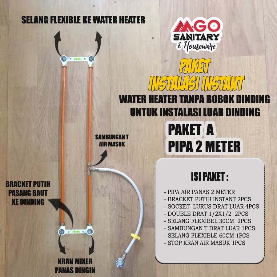 Jual PAKET INSTALASI INSTANT WATER HEATER PIPA DILUAR DINDING/MANDI AIR ...