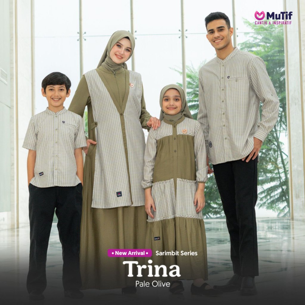 Jual MUTIF | Gamis Trina & Prabu Pale Olive | Family Series | Sarimbit ...