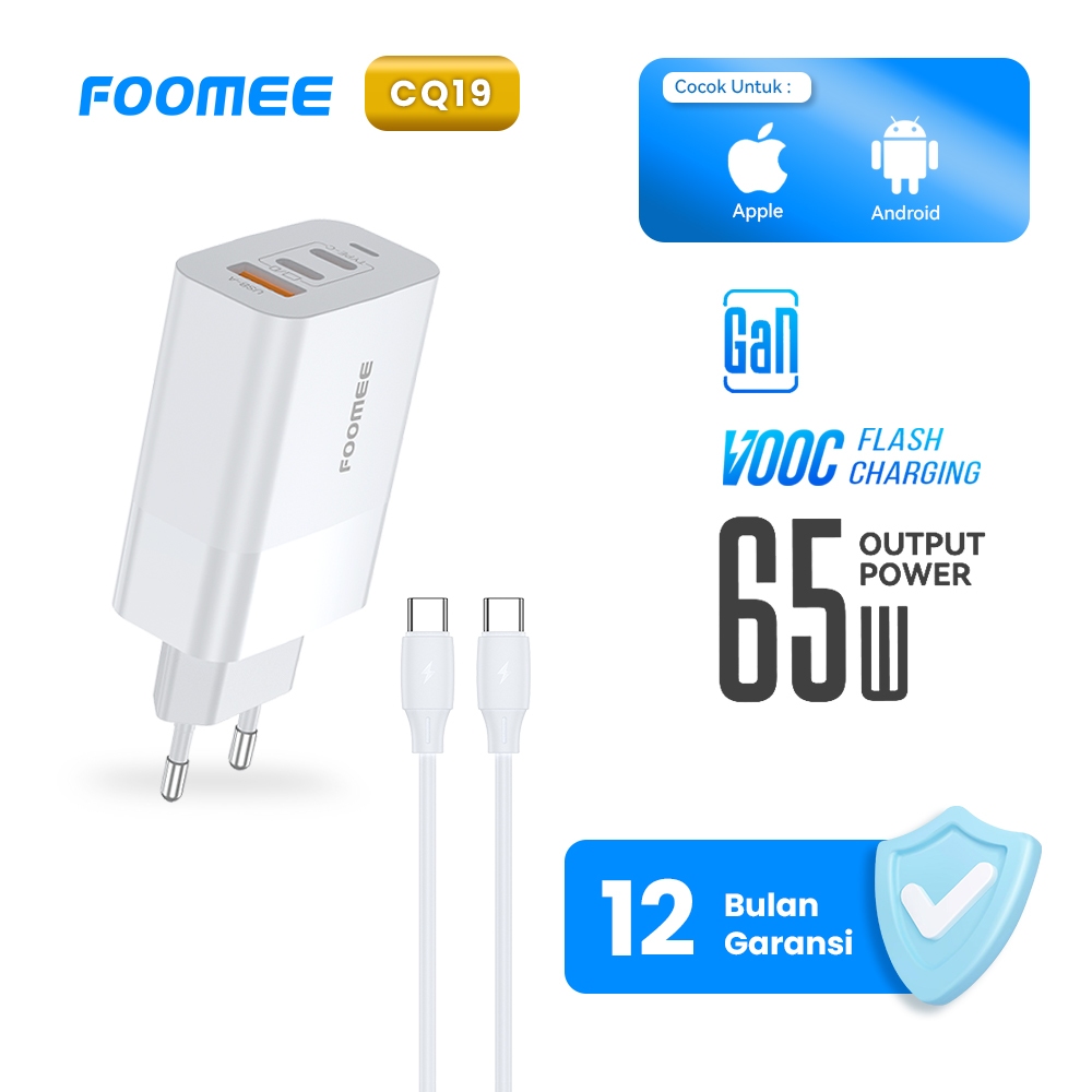 Jual Foomee Travel Charger CQ19 VOOC Fast Charging 65W Type-C | Shopee ...