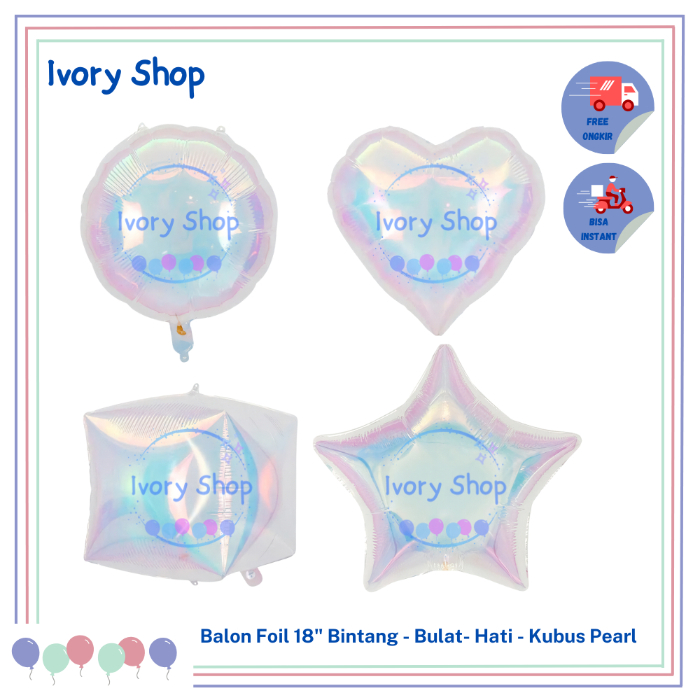 Jual Balon Foil Hati Bintang Bulat Pearl Kubus 4d iridescent | Shopee ...
