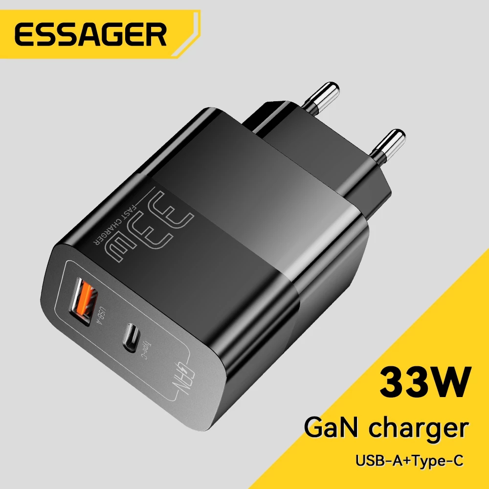 Jual ESSAGER Adaptor GaN Usb A & Type C Dual Output PD Fast Charger 33W ...