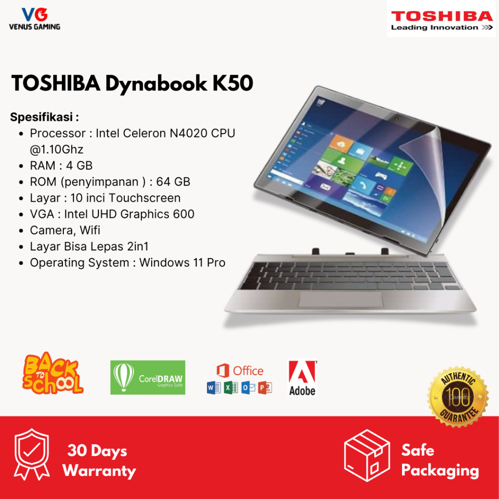 Jual Jual Tablet Murah Toshiba Dynabook K50 Laptop Intel Celeron N4020 ...