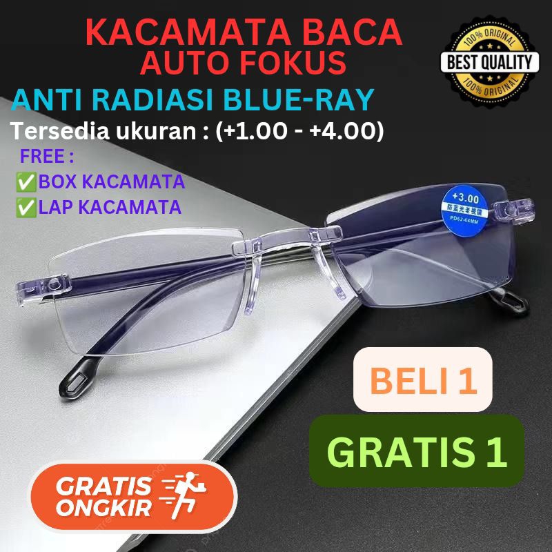 Jual (PROMO BELI 1 GRATIS 1) Kacamata Baca Auto Fokus Lensa Antiradiasi ...
