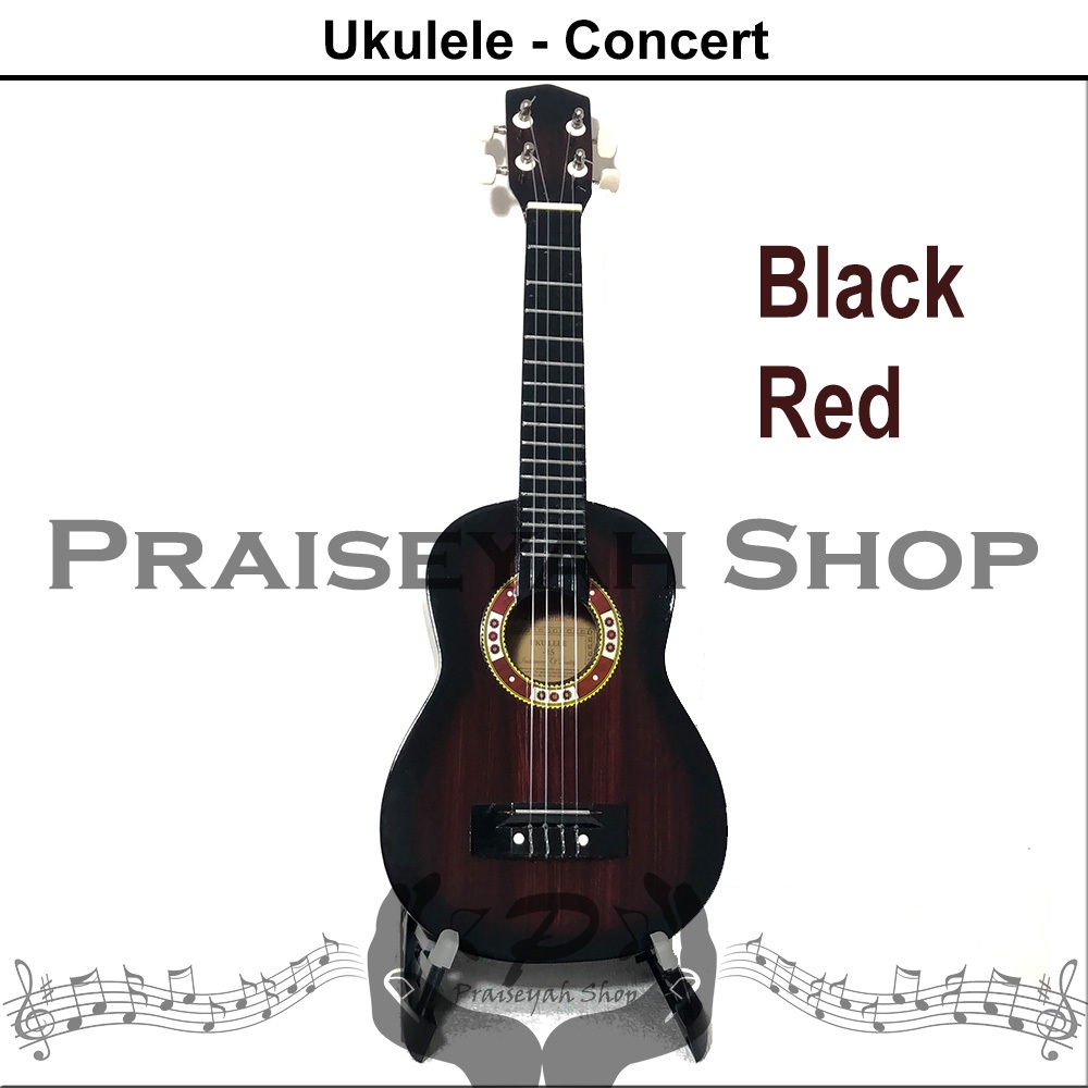 Jual Gitar Ukulele Ukuran Concert Kentrung Warna Black Red 4 Senar ...
