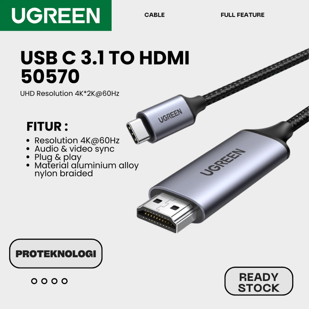 Jual UGREEN 50570 Cable Type C to HDMI Converter 4K 60Hz Adapter ...