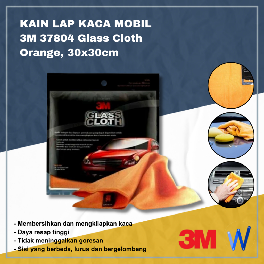 Jual 3M 37804 Kain Lap Kaca Mobil 3M Glass Cloth 30x30cm Orange ...