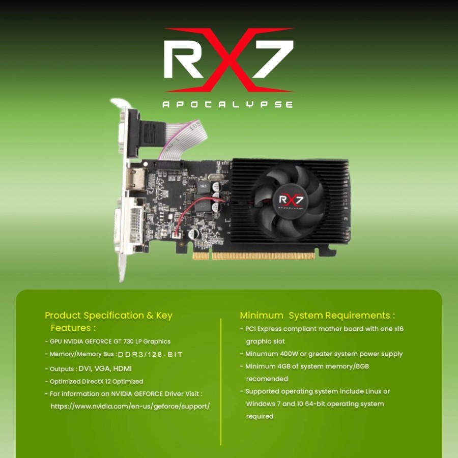 Jual VGA RX7 GT 730 LP 4GB DDR3 128 BIT REAL CAPACITY RESMI | Shopee ...