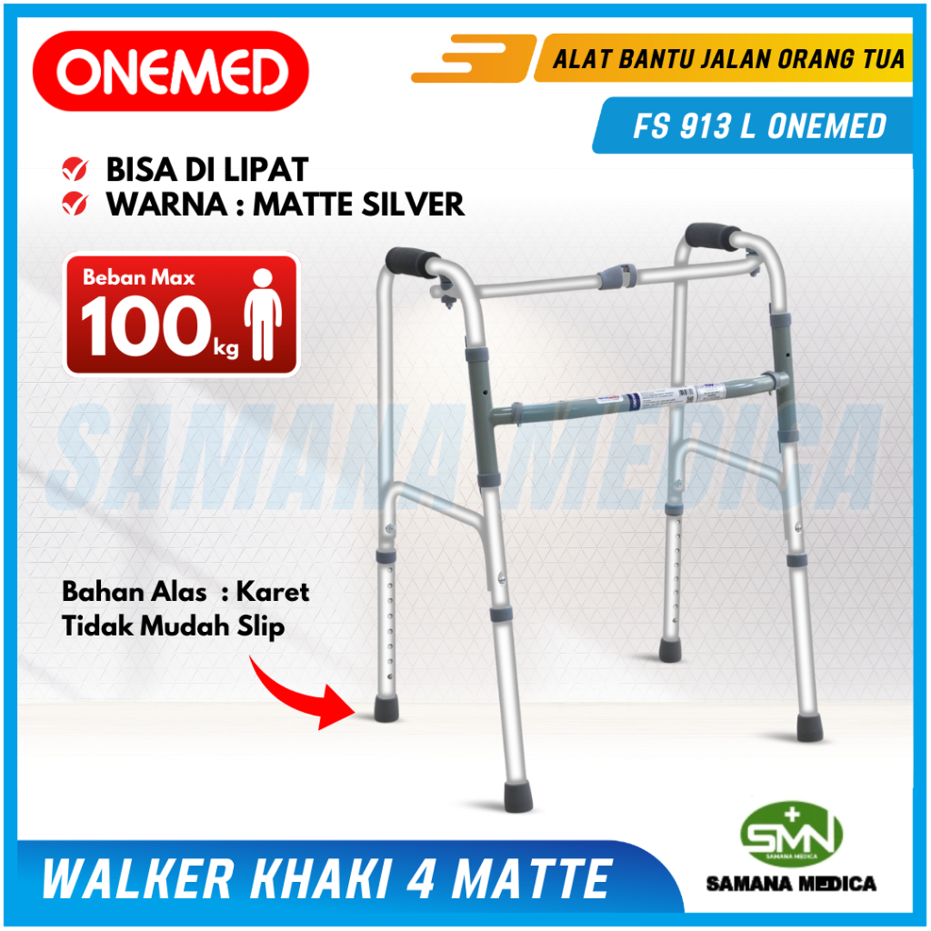 Jual Walker Lansia Merk ONEMED FS913L - Matte Silver - Alat Bantu Jalan ...