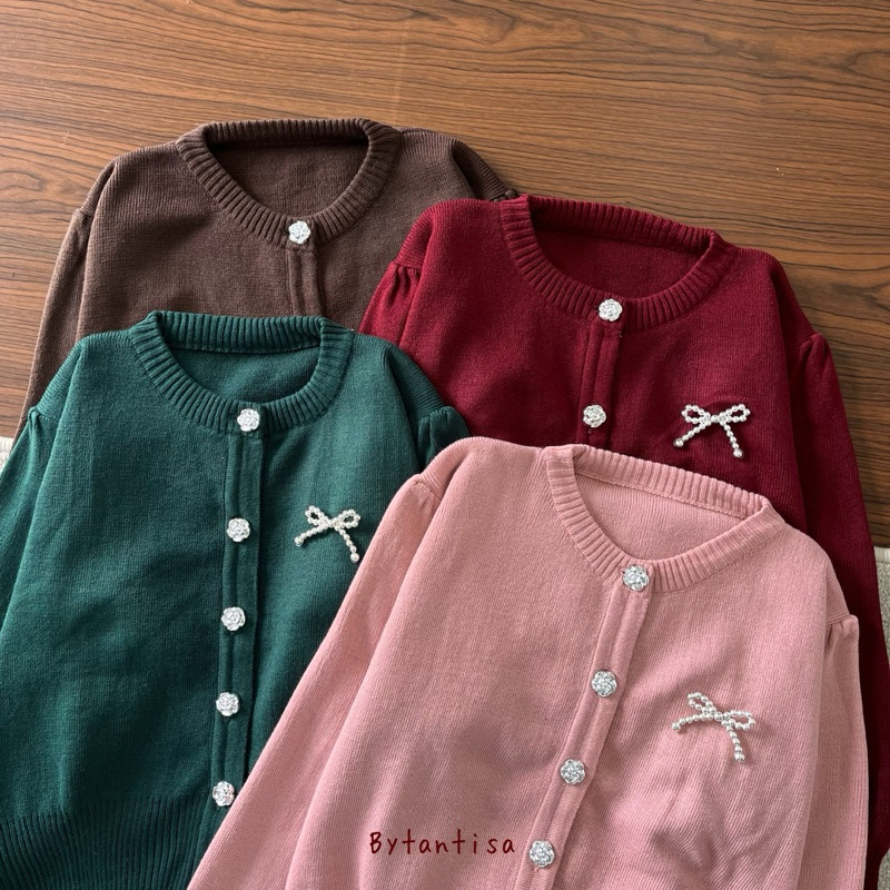 Jual Bytantisa - Cardigan Rajut Puffy Crop Premium Kancing Bunga ...