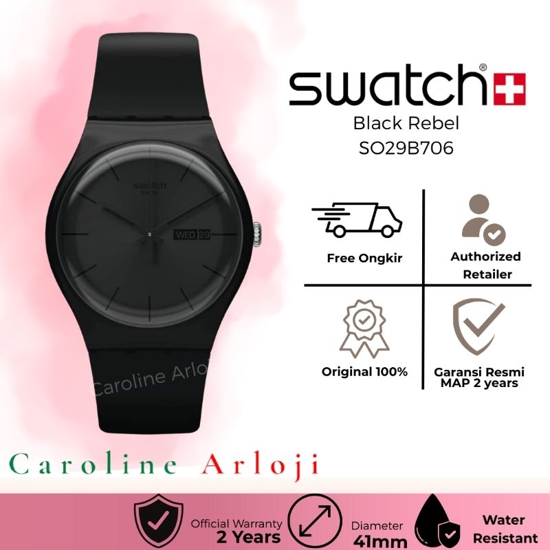 Jual Jam tangan pria SWATCH SO29B706 Black Rebel (Garansi Resmi MAP ...