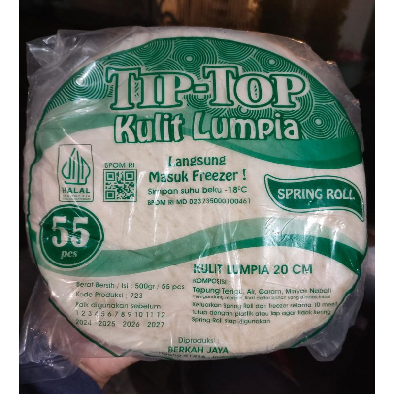 Jual Kulit Lumpia Pangsit Spring Roll Tip Top 20cm Isi 55 Lembar Dimsum ...