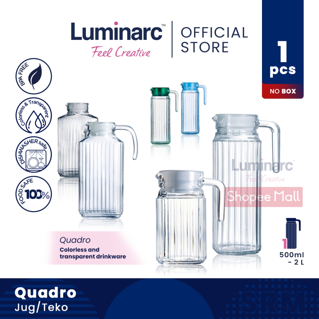 Jual LUMINARC Jug/Teko Kaca Quadro 500ml/1,1L/1,3L/1,7L/2L - 1pcs | Shopee Indonesia