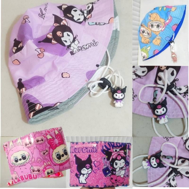 Jual Topi bucket & dompet kuromi - labubu - hellokitty + bandul ...