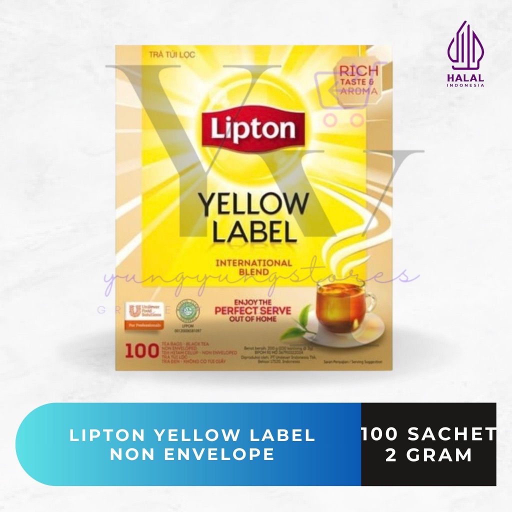 Jual Lipton Tea Yellow Label Teh Celup Non Envelope 100 Sachet @ 2 gram ...