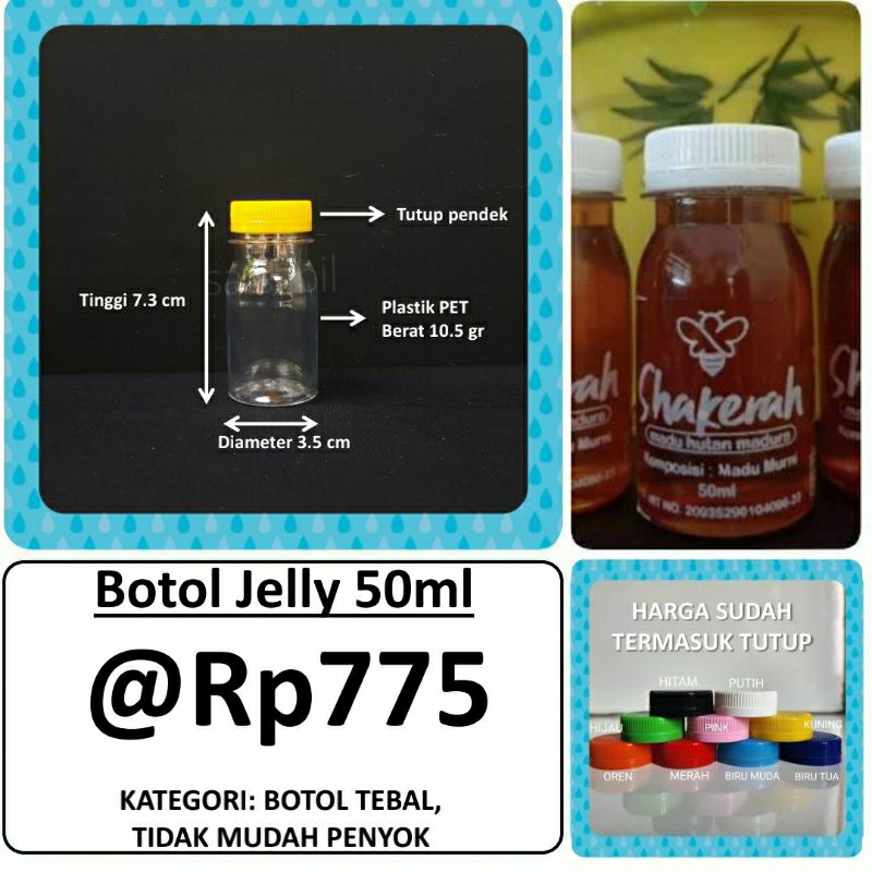 Jual Botol Jelly 50ml / botol permen 50ml / botol plastik 50ml / botol ...