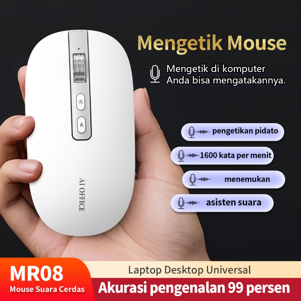 Jual RULINK Mouse AI MR08 Cerdas Pengenal Suara Wireless and bluetooth Dengan Silent Click ...