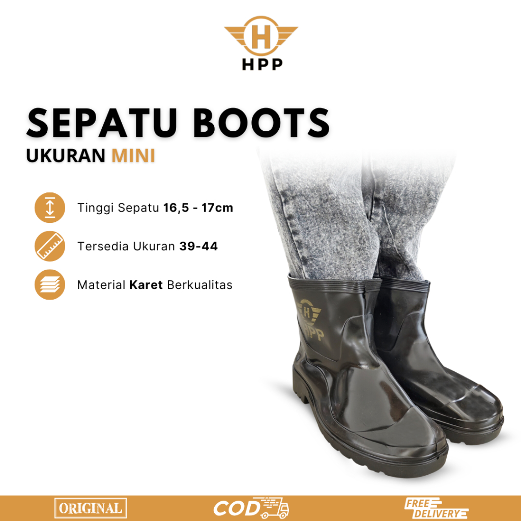 Jual HPP Sepatu Boots Ukuran Pendek Mini Hitam Mengkilap Sepatu Booth ...