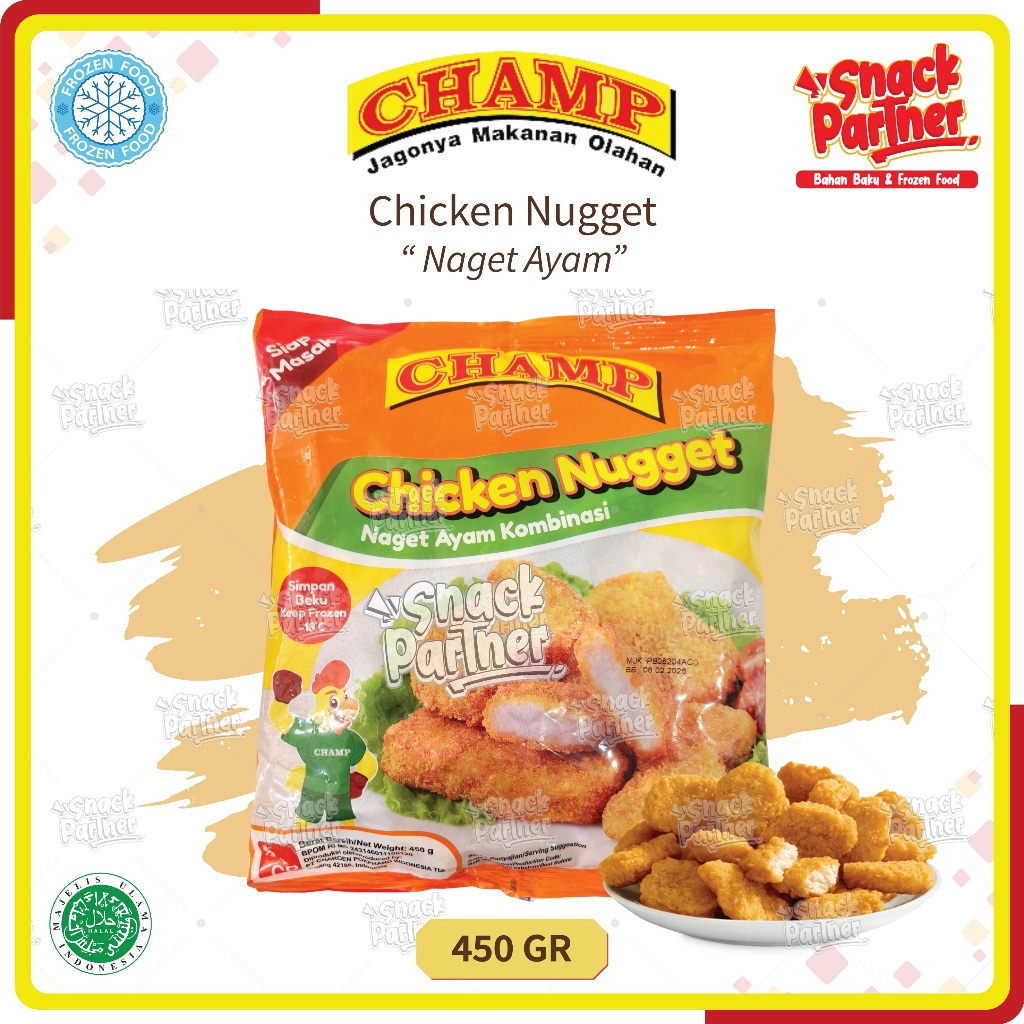 Jual CHAMP 450 GR - Crispy Chicken Nugget Nuget Naget Ayam Bubble Crumb ...