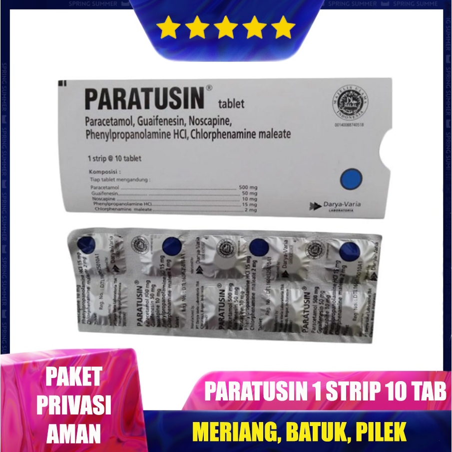 Jual Paratusin 1 Strip 10 Tablet | Obat Demam Meriang Flu Batuk, Pilek ...