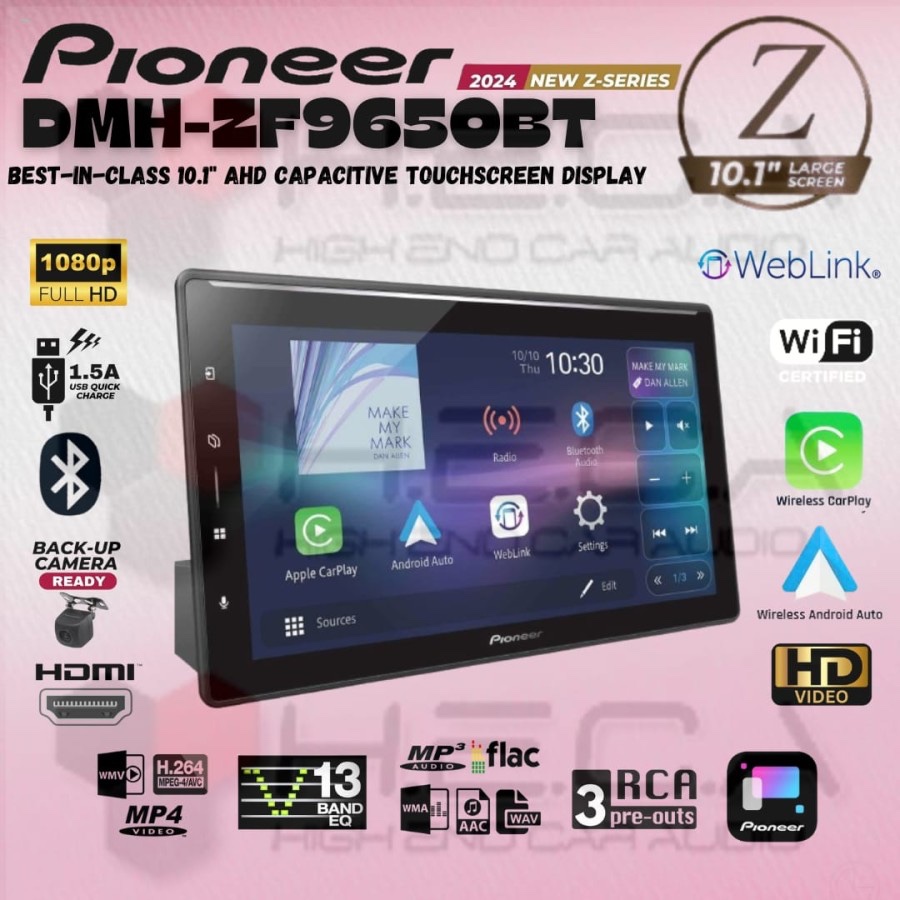 Jual Pioneer DMH-ZF9650BT Floating Head Unit 10" Inch Single Din Layar ...