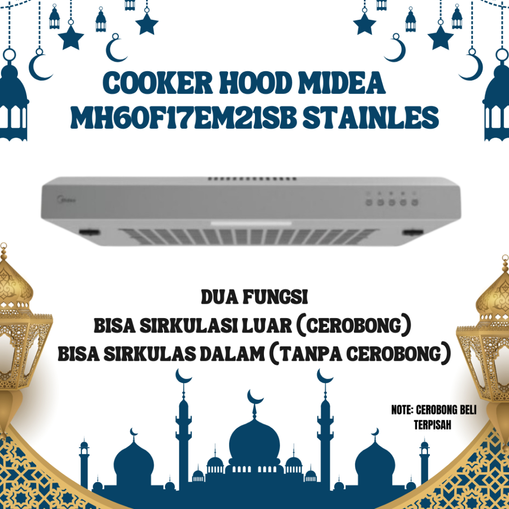 Jual Midea Cooker Hood/Penghisap Asap MH-60F17EM21BB / MH-60F17EM21SB ...