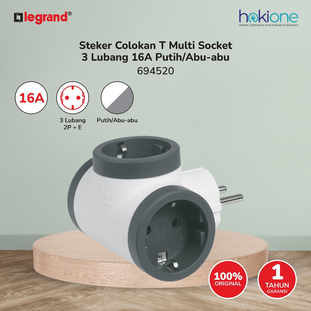 Jual Legrand Steker Colokan T Multi Socket 3 Lubang 16A Putih/Abu-abu ...