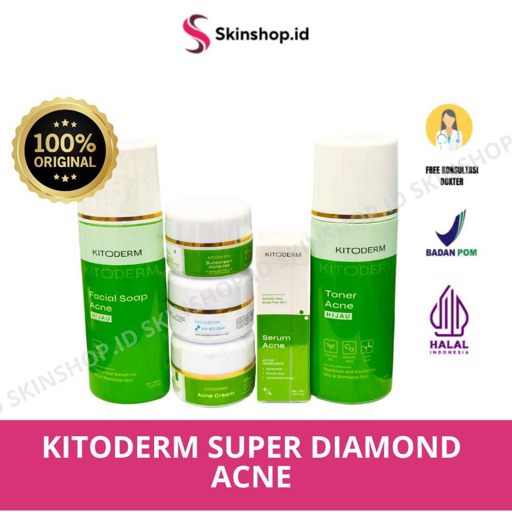 Jual PAKET Kitoderm Super Diamond Acne Original / Paket Anti Jerawat ...
